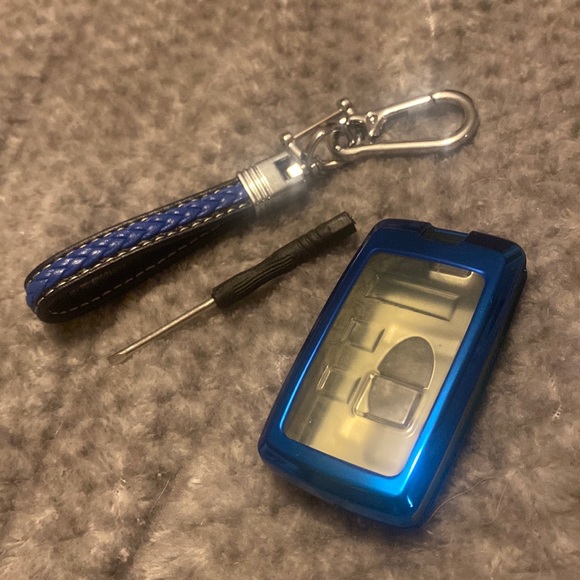 Accessories | Metallic Blue Key Fob Cover And Leather Keychain For Land ...